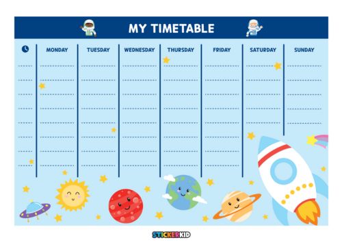 Back to School: print the timetable for children ! - Blog